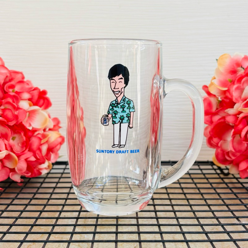แก้วเบียร์มีหูจับ Suntory Draft Beer ขนาดกลาง มือสอง มีตำหนิ จากญี่ปุ่น ...