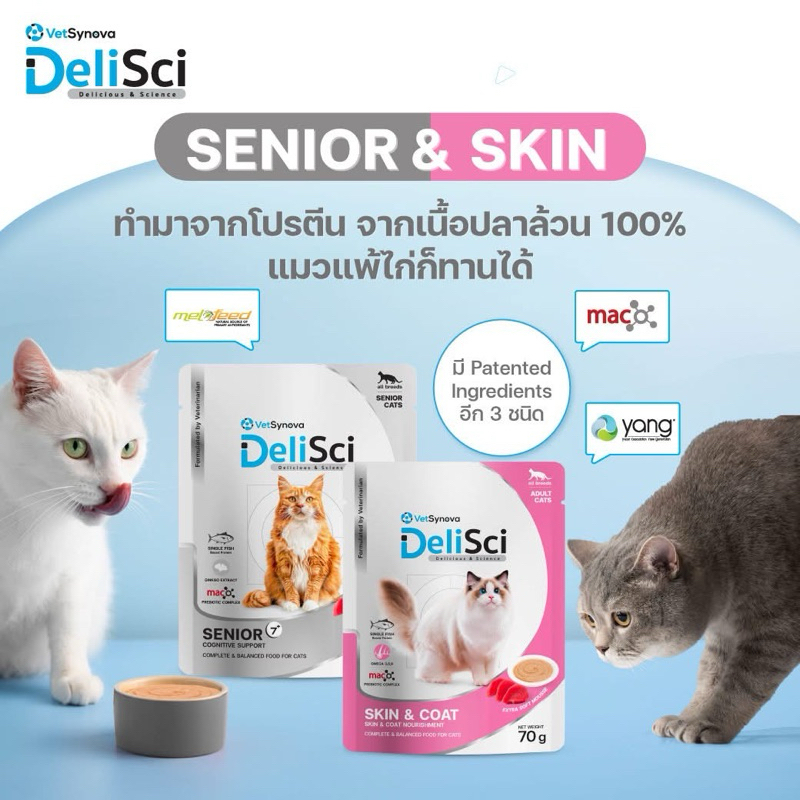 [ใหม่] Delisci เดลิซาย อาหารเปียก สำหรับแมว ที่สัตวแพทย์แนะนำ 70g 1 โหล ...