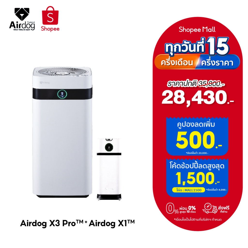 [ซื้อคู่ถูกกว่า] Airdog Air Purifier เครื่องฟอกอากาศ รุ่น Airdog X3pro ...