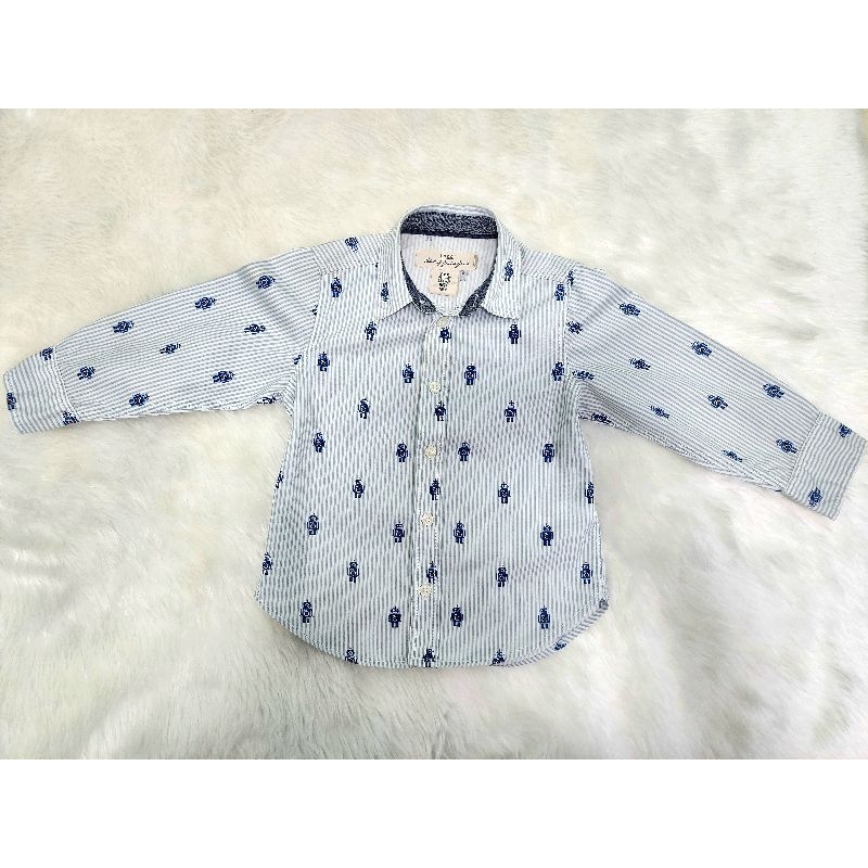 เสื้อเชิ๊ตเด็กผู้ชายแขนยาว(H&M )มือสอง( 1/2-2Y) | Shopee Thailand