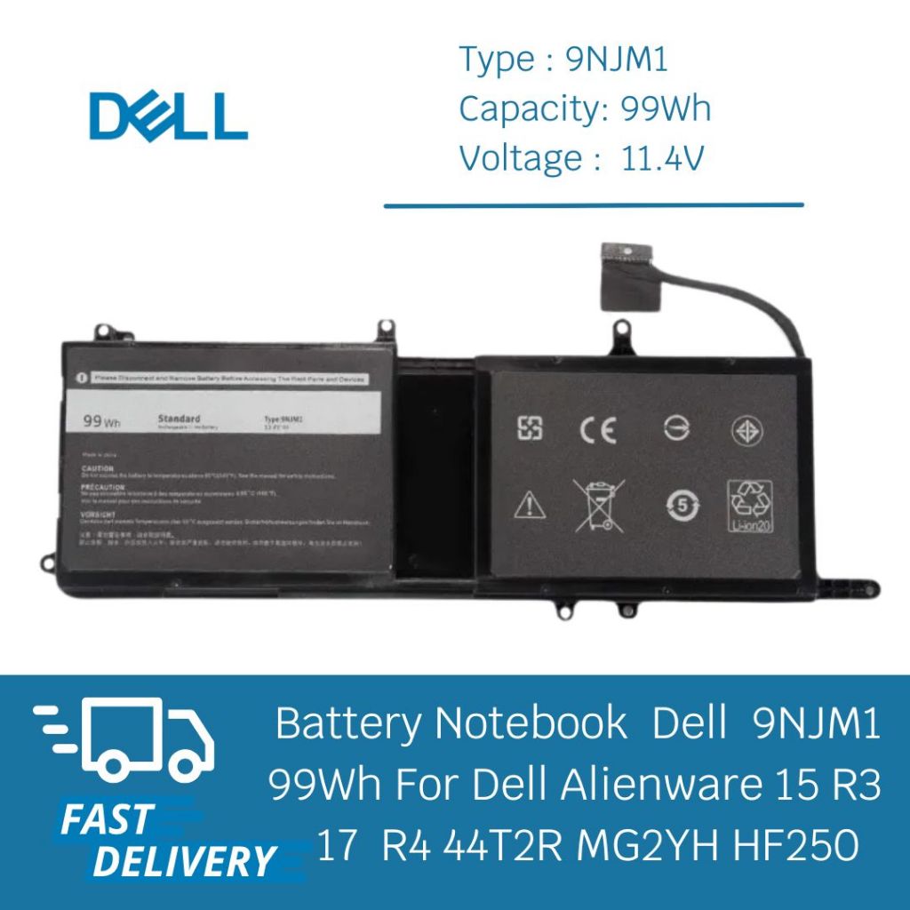 แบตเตอรี่ Battery Dell 9NJM1 99Wh For Dell Alienware 15 R3 17 R4 44T2R ...