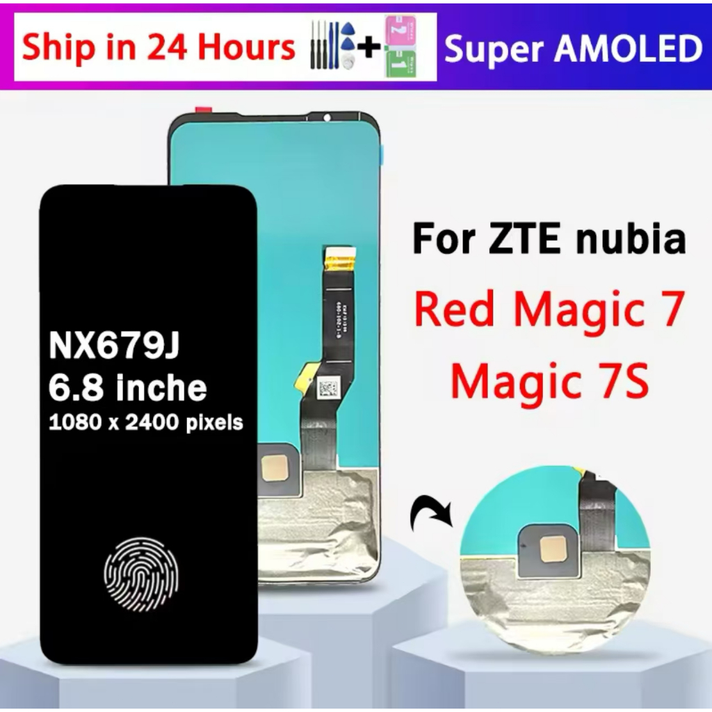 6.8 "AMOLED 165Hz สำหรับ ZTE nubia Red Magic RedMagic 7 7S NX679J จอแสดงผล LCD + แผงสัมผัส ...