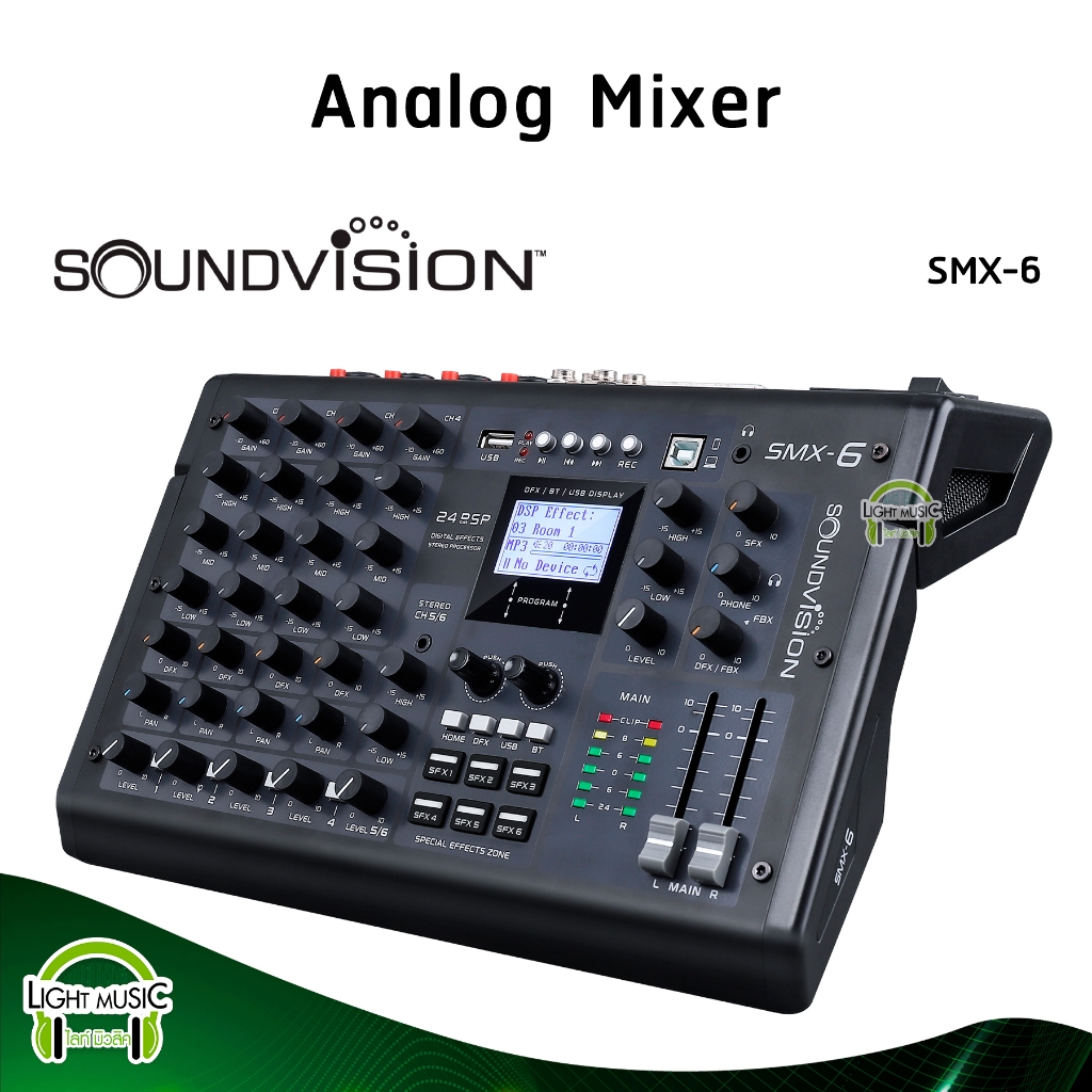Mixer Soundvision SMX-6 มี USB Audio Interface มิกเซอร์ 6 ช่อง มิกเซอร์ ...