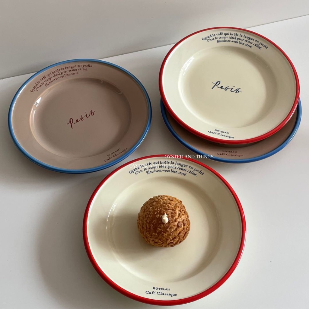 จานเซรามิค petite | Petite plate with rim | Oyster and Things. | Shopee ...