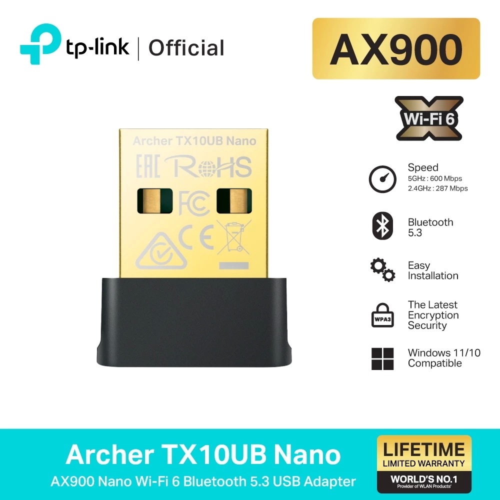 TP-Link (Archer TX10UB Nano) AX900 Nano Wi-Fi 6 Bluetooth 5.3 USB Adapter | Shopee Thailand