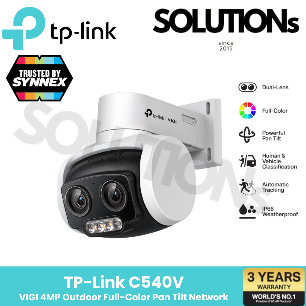TP-Link VIGI C540V VIGI 4MP Outdoor Full-Color Dual-Lens Varifocal Pan ...