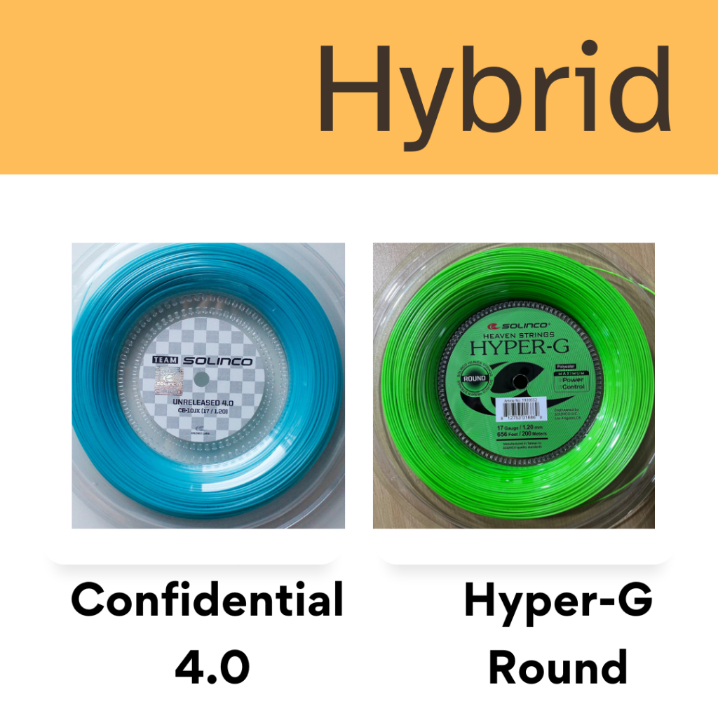 Solinco เอ็นเทนนิสไฮบริด Confidential 4.0 / Hyper G Round Hybrid (cut ...