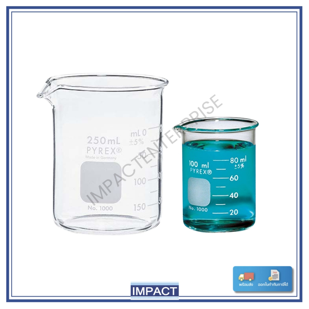 Beaker บีกเกอร์แก้ว Pyrex 100ml, 150ml, 250ml, 400ml, 600ml,1000ml ...