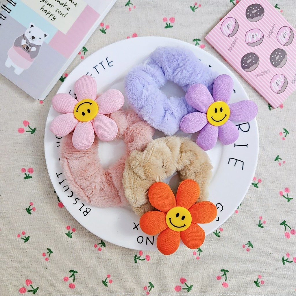 C178 ยางมัดผมแฟชั่นแบบผ้าแต่งดอกไม้ (ส่งจากไทย) | Shopee Thailand