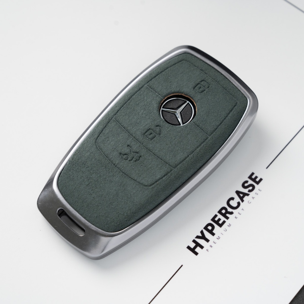 เคสกุญแจ Mercedes benz 2017-2021โลหะ+อาคันทาร่า สีเขียว รุ่น MB-006 ...