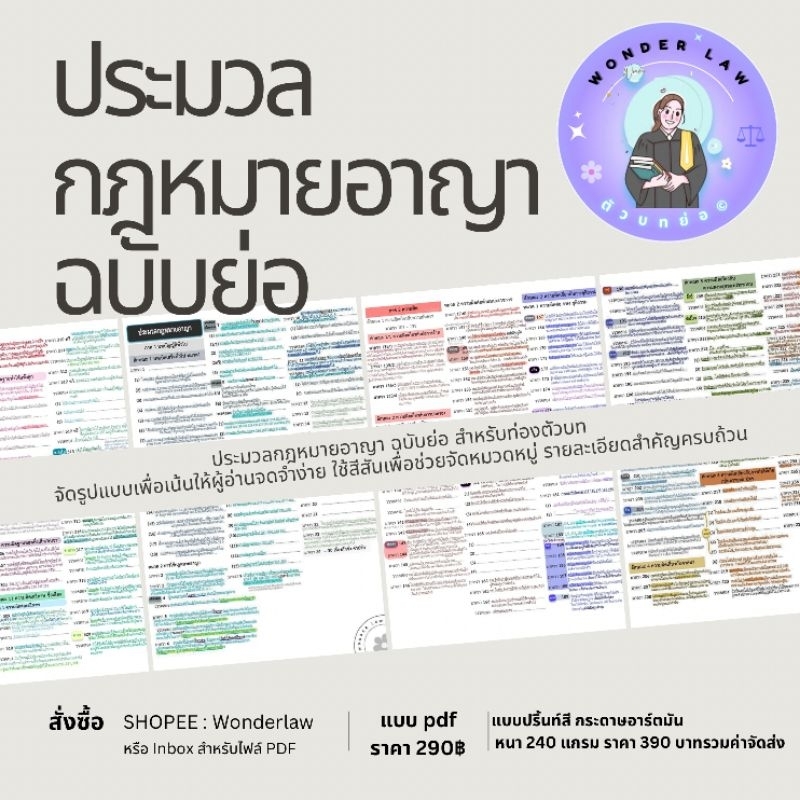 ประมวลกฎหมายอาญา ฉบับย่อ ตัวบทย่อ wonderlaw | Shopee Thailand