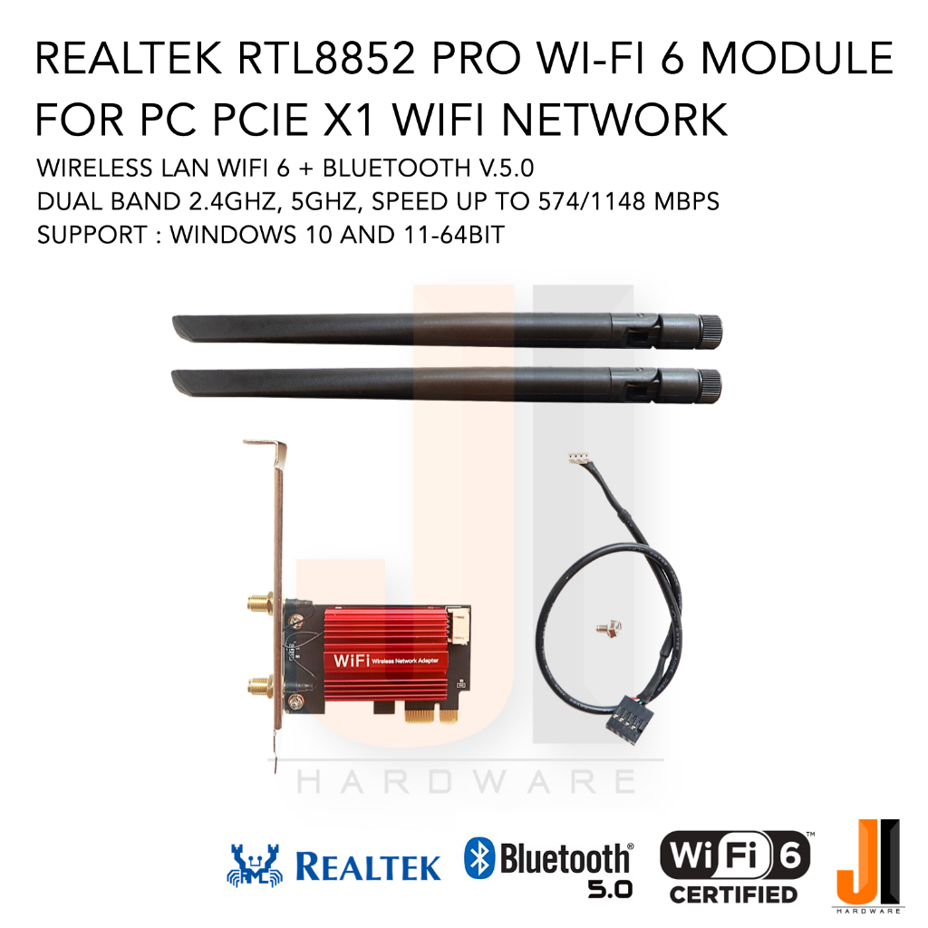 Realtek RTL8852 Pro Wi-Fi 6 module Pcie x1 card wireless lan ...