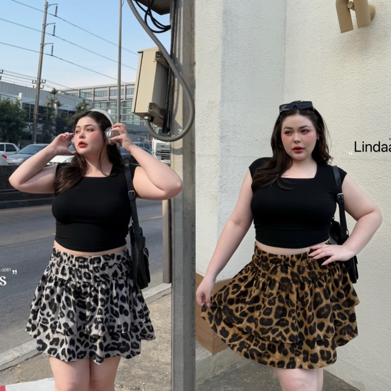กระโปรงทรงชั้น ลายเสือ มีซับใน (Plussize) | Shopee Thailand