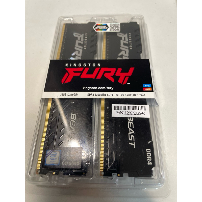 แรม ram 32GB (16x2) DDR4 3200Mhz (หน่วยความจำ) Kingston fury beast ddr4 ...
