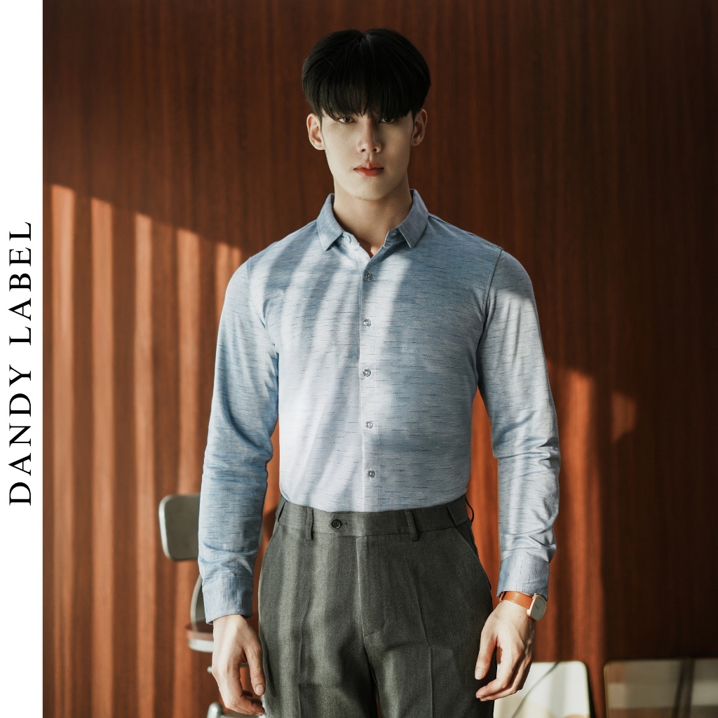 DANDY LABEL เสื้อเชิ้ตคอปก เสื้อเชิ้ตแขนยาว ผ้า TR SPANDEX รุ่น BlueMist | Shopee Thailand