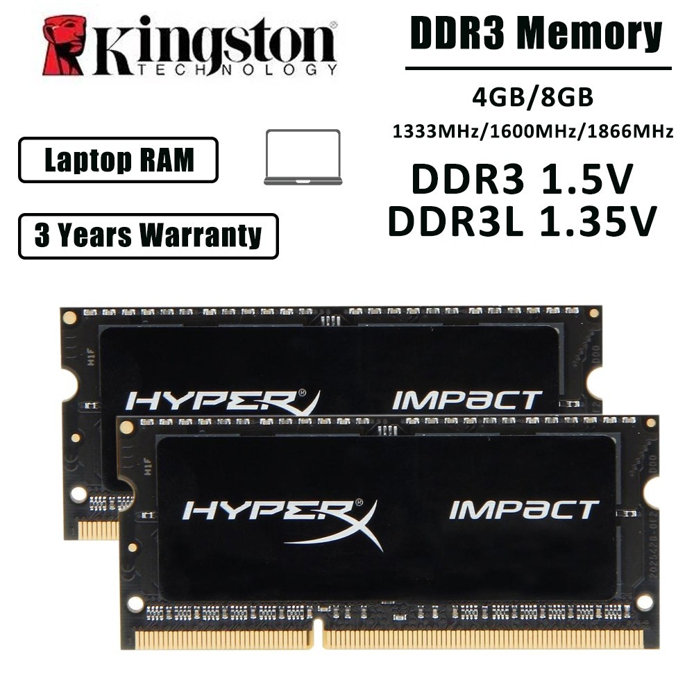 Kingston HyperX สำหรับโน้ตบุ๊ก RAM DDR3 4GB 8GB 1333MHz 1600MHz 1866MHz สำหรับโน้ตบุ๊ก จัดส่งจาก ...