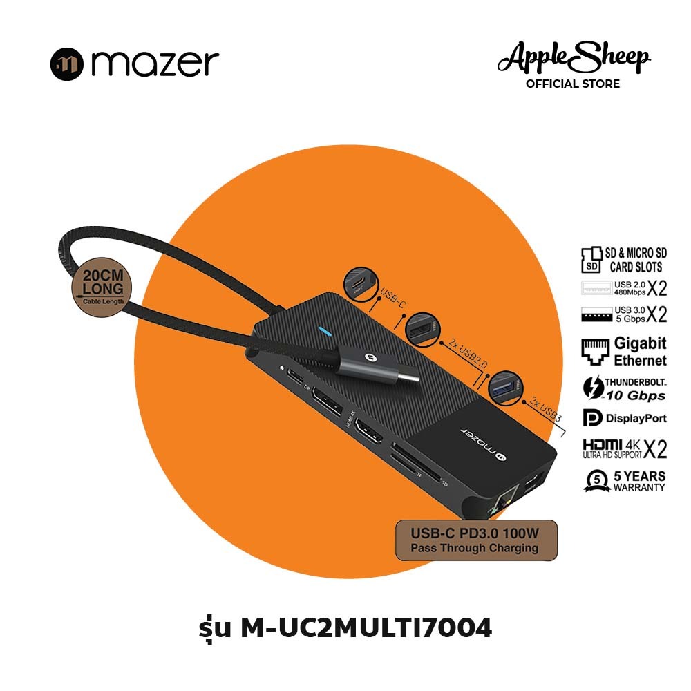 [MAZER Infinite Multimedia Pro 12-in-1 Hub with Triple Display and PD ...