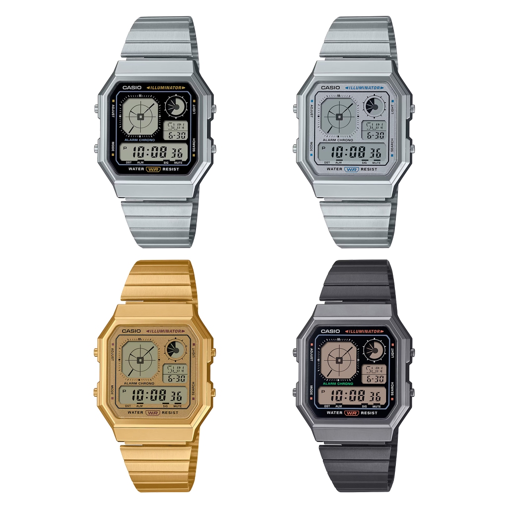 Casio Standard นาฬิกาข้อมือผู้ชาย สายสแตนเลส รุ่น A130(A130WEGG-1A,A130WEG-9A,A130WE-7A,A130WE ...