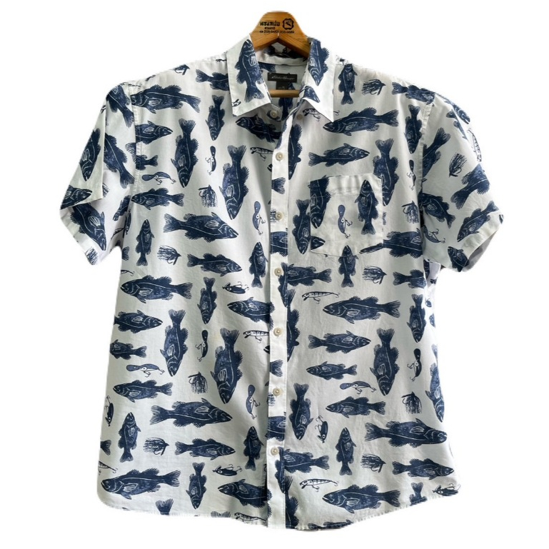 เสื้อฮาวาย เชิ้ต อ52/ห20/ย29 แบรนด์ Eddie Bauer 100%Cotton มือสองสภาพดี ...