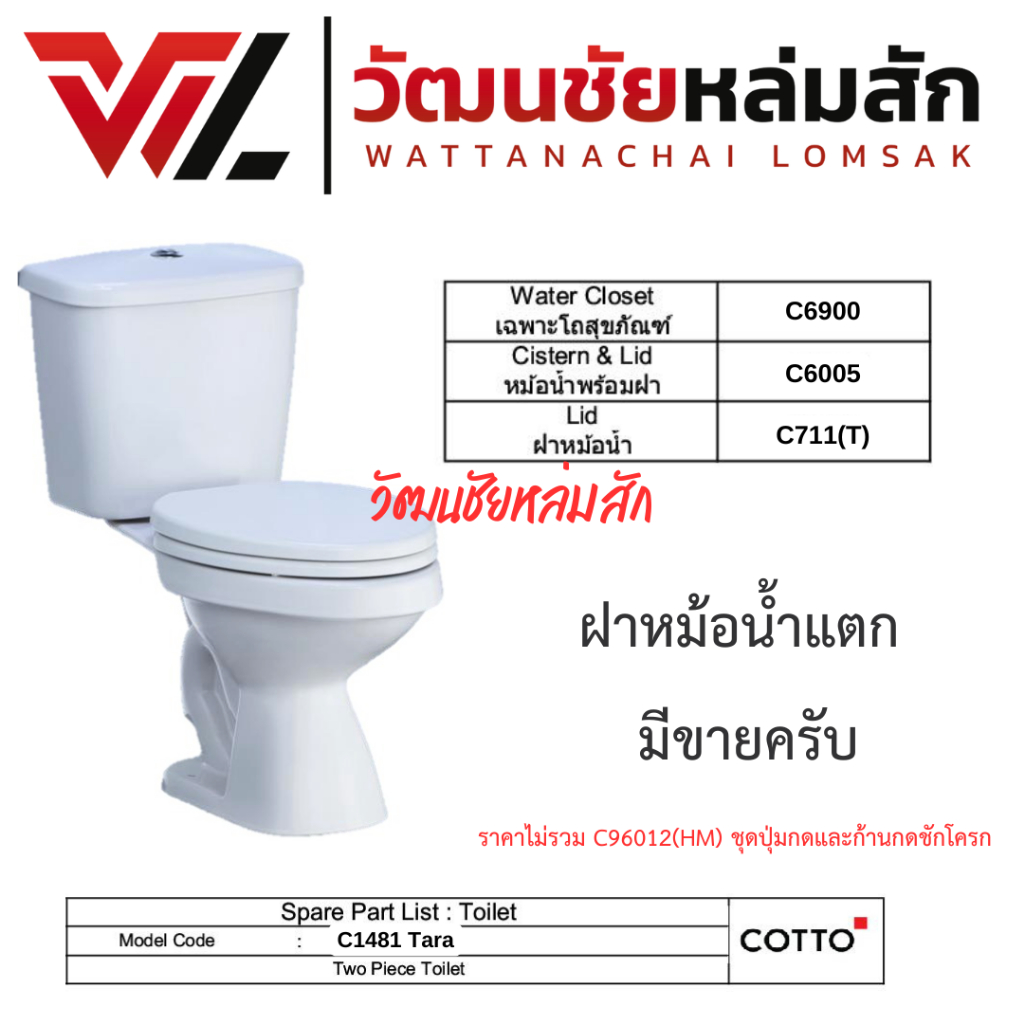 Cotto C711(T) ขาว ฝาถังพักน้ำชักโคร ธารา | Shopee Thailand