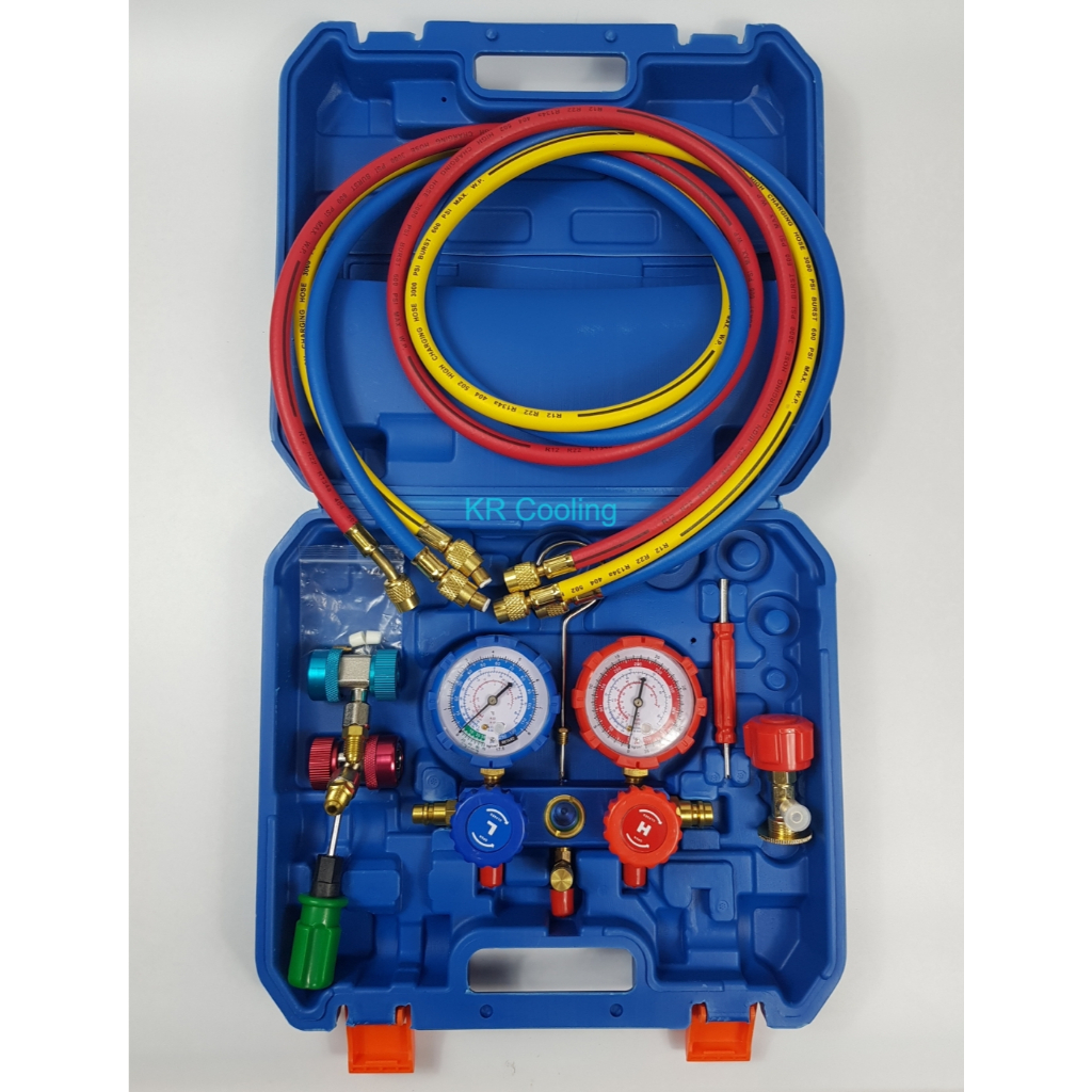 เกจวัดน้ำยาแอร์ ครบชุด พร้อมหัวเติม ใช้ได้กับแอร์รถ แอร์บ้าน R-134a , R22 เกจเติมน้ำยา | Shopee ...