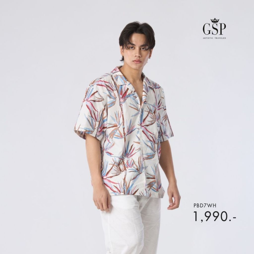 GSP เสื้อ ปกฮาวาย เบิร์ด ออฟ พาราไดร์ สีเบจ PBD7BE | Shopee Thailand