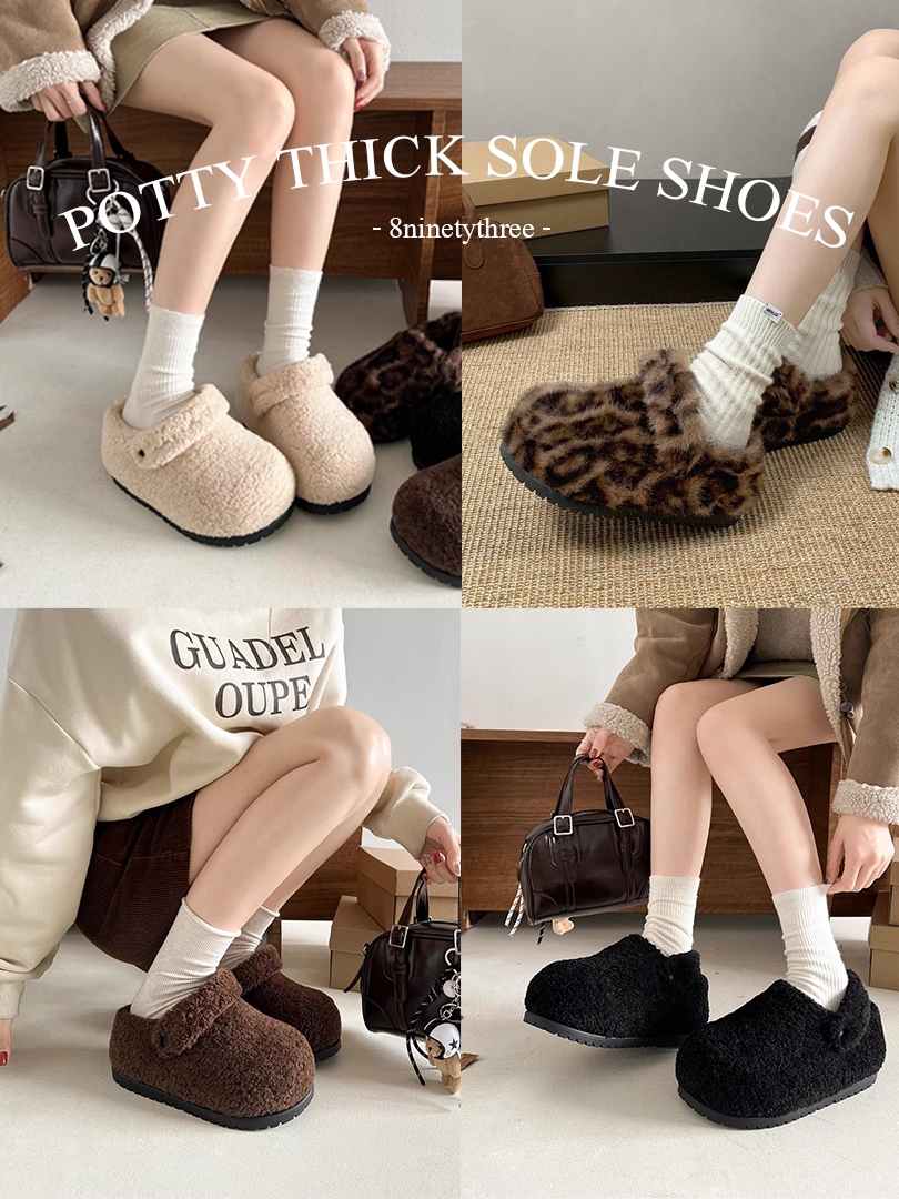 พร้อมส่ง Potty Thick Sole Shoes B03 รองเท้าขนหนานุ่มกันหนาว | Shopee ...