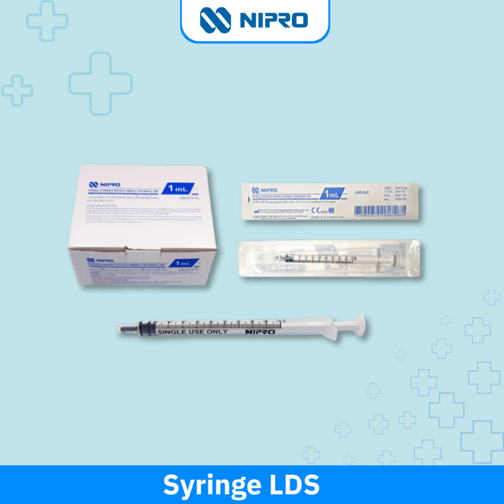 Nipro Syringe LDS ไซริ้งค์พลาสติก ขนาด 1ml หัวจุกดำ [Low dead space KDL] จำหน่ายต่อกล่อง [100pcs ...