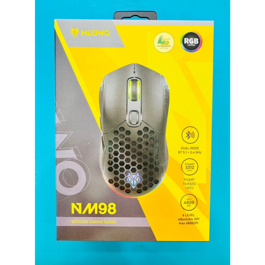 Nubwo เมาส์เกมมิ่งไวร์เลสได้ บลูทูธได้ มีไฟ RGB ปรับ DPI ได้ เปลี่ยนหน้ากากเมาส์ได้ รุ่น NM98 ...