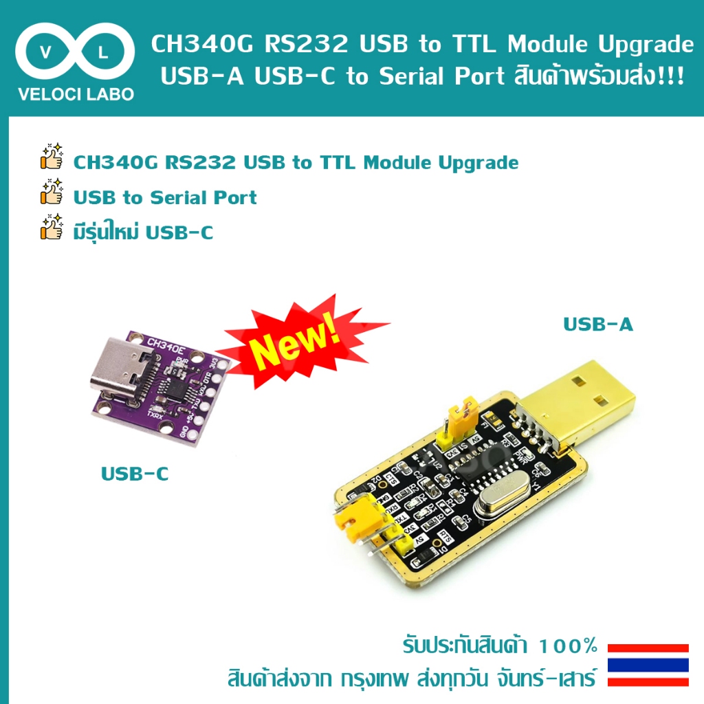CH340G RS232 USB to TTL Module Upgrade USB-A USB-C to Serial Port ...