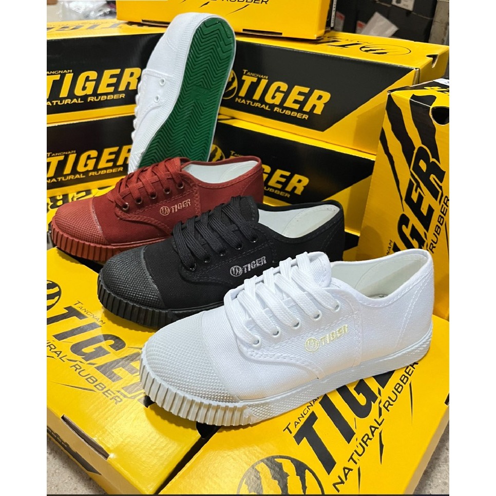 TG205 รองผ้าใบนักเรียนแบบผู้เชือก ไทเกอ TIGER 205 สีดำ ไซส์ 28-45 (O ...
