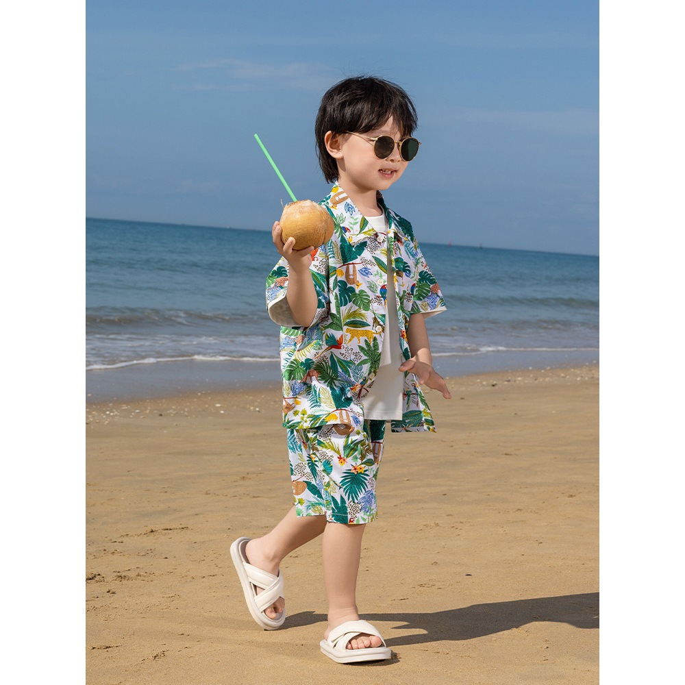 KIDSZONE ชุดเซ็ต 2 ชิ้นลายดอกเด็กผู้ชาย เสื้อ+กางเกงขาสั้น รุ่น A0906 ...