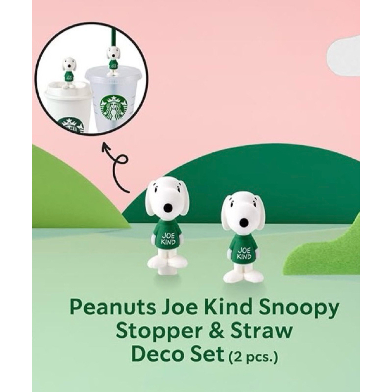Starbucks Peanuts Joe Kind Snoopy Stopper & Straw Deco Set | Shopee ...