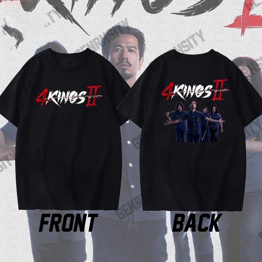 เสื้อ 4kings2 Casual เสื้อยืดผู้ชาย 4kingอาชีวะยุค90 Cotton Black Tee ...