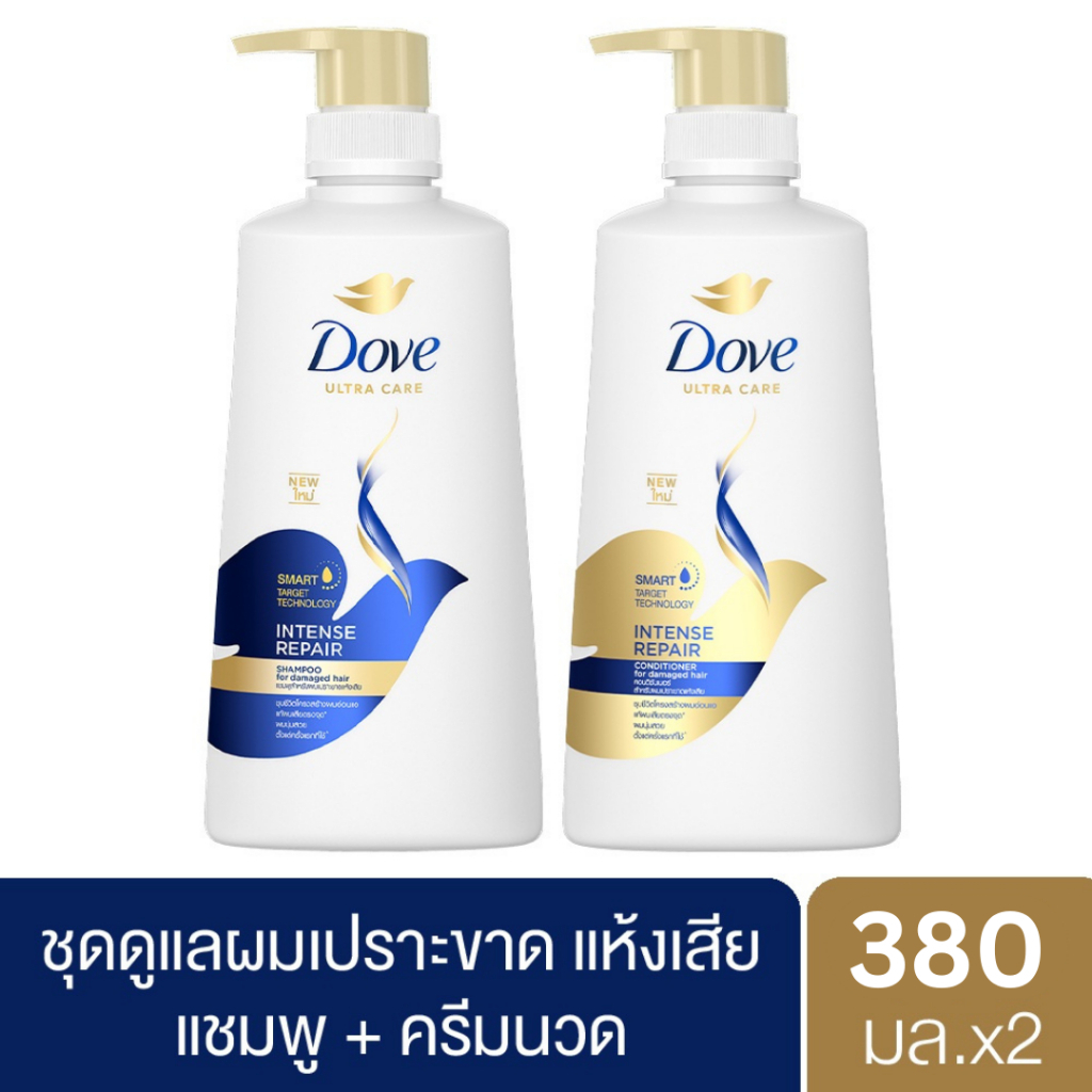 [แพ็คคู่] Dove Intense Repair Shampoo+Conditioner 380ml โดฟ อินเทนซ์ รี ...