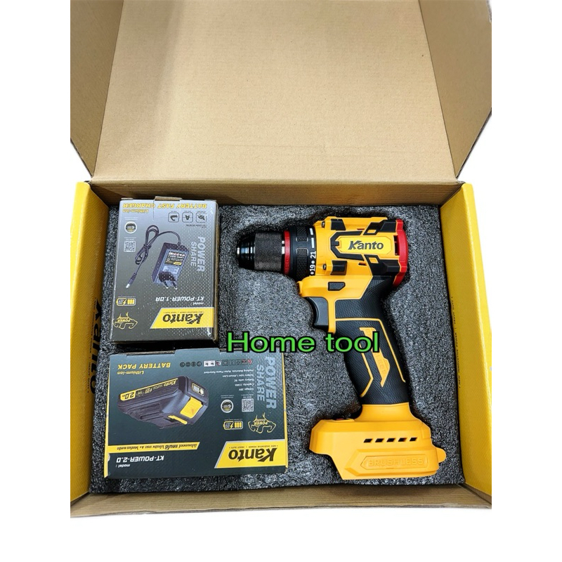 Kanto สว่านแบตเตอรี่ไร้สาย 20 โวลต์ (แบต 2 แอมป์ 1 ก้อน + ที่ชาร์จ) รุ่น KT-POWER-DR02 ( มอเตอร์ ...