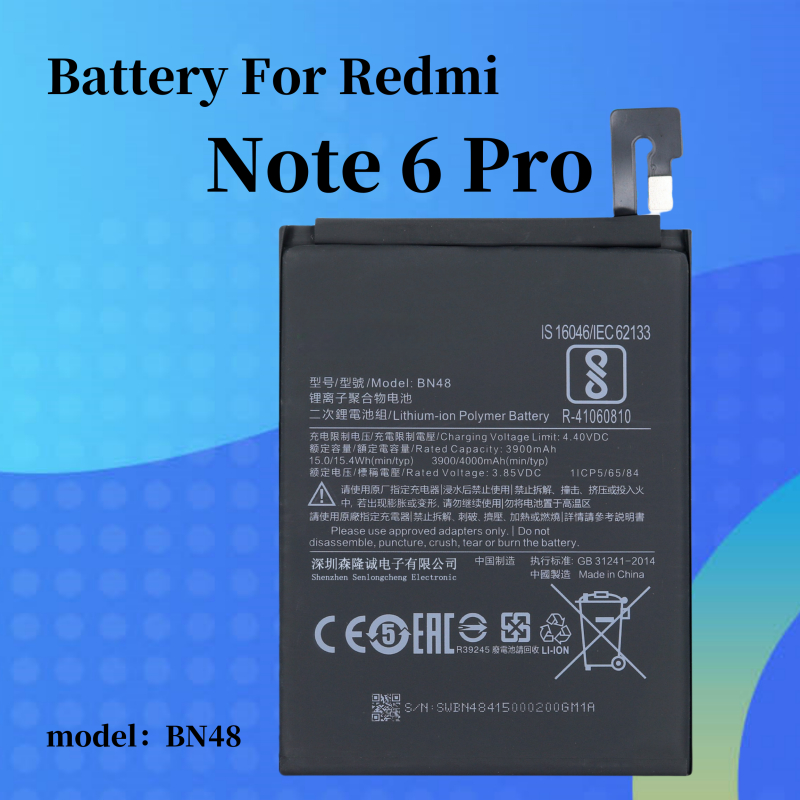 Battery for แบตเตอรี่ Xiaomi Redmi Note 6 Pro Battery (BN48) | Shopee ...