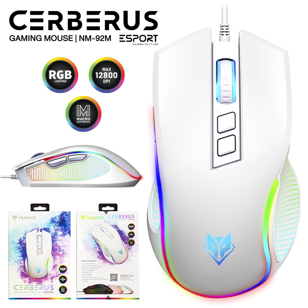 เมาส์เกมมิ่ง Nubwo Gaming Macro Mouse Cerberus NM-92M | Shopee Thailand