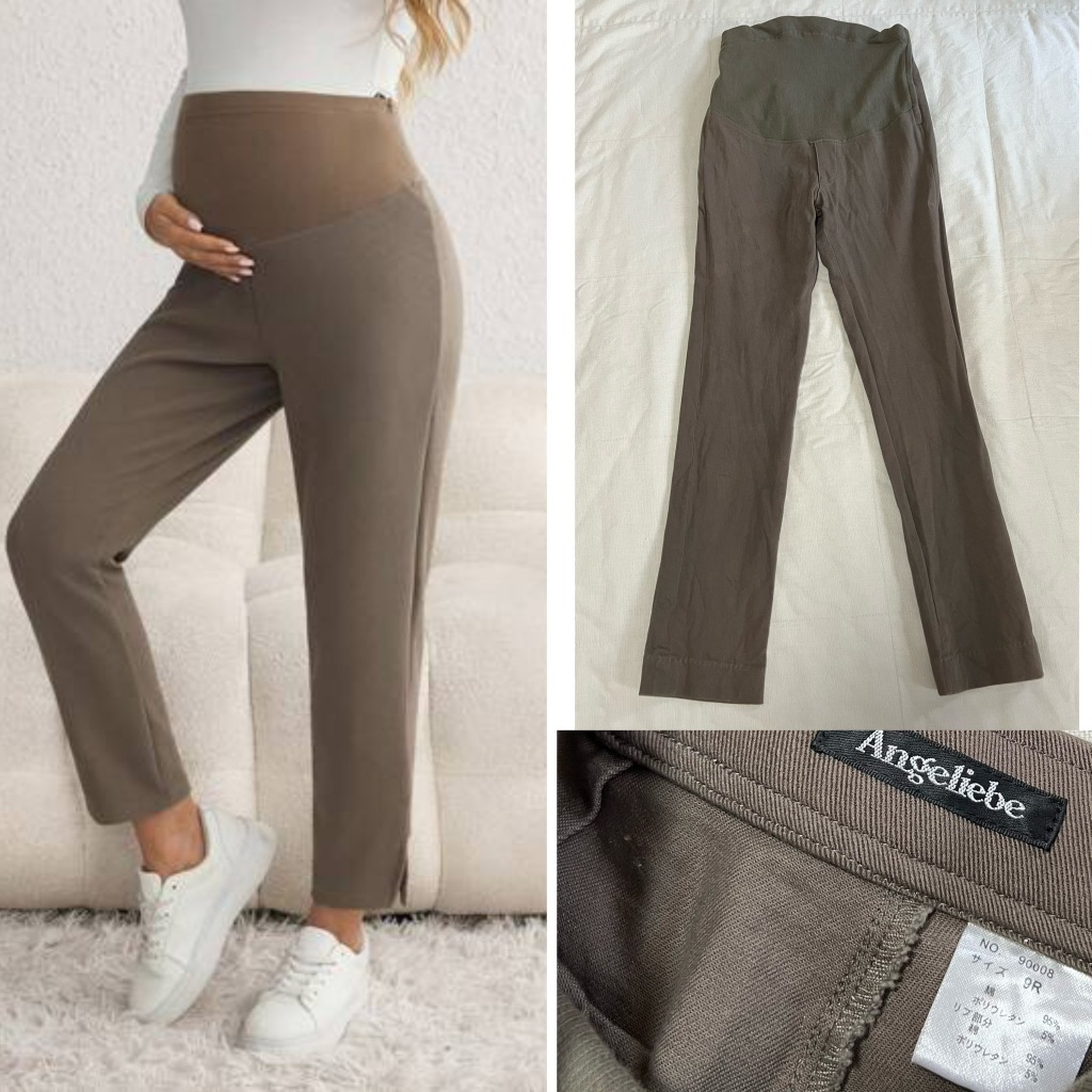 (E881) Angeliebe ไซส์ 9R กางเกงคนท้องคนมีพุง สีเขียวขี้ม้าสภาพสวยใหม่ซิปข้างเอว 28 ถึง 32 ความ ...