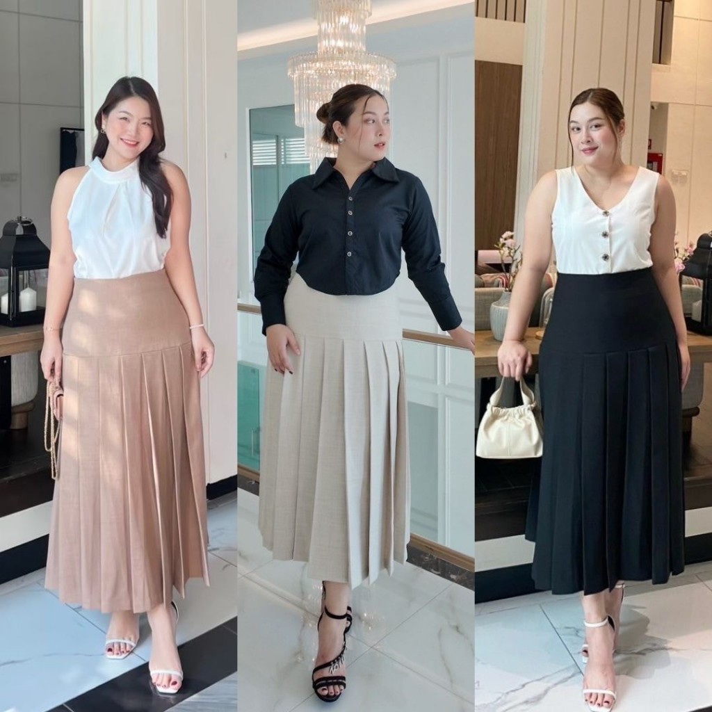 พลีท ฟีลเกาหลี สาวอวบใส่แล้วผอม มีM-10XL รุ่น Iris | Shopee Thailand