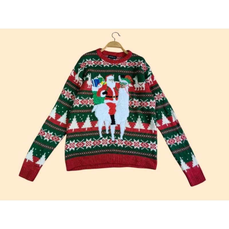 แบรนด์ BLIZZARD BAY size L สเวตเตอร์ไหมพรมถักลายซานตาคลอสขี่อูฐเท่ๆค่ะ ...