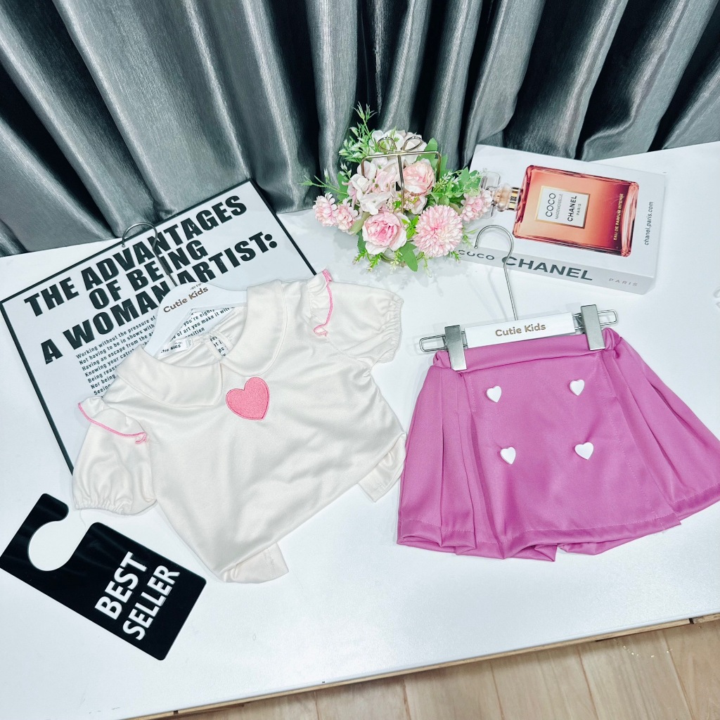 PANG KIDS ชุดเซทคุณหนู เสื้อแขนตุ๊กตาพร้อมกางเกงกระโปรงผ้าทอ2 ชั้น 0657 ...