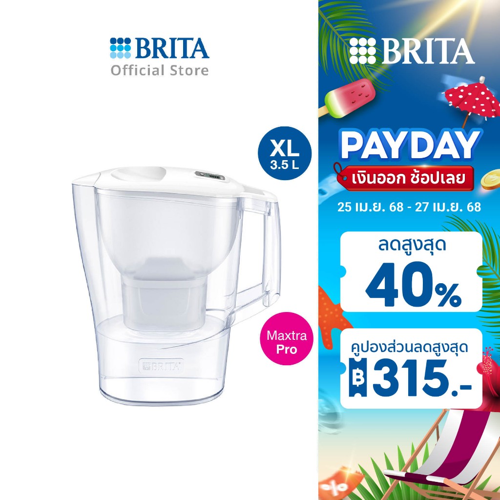 BRITA เหยือกกรองน้ำ รุ่น Aluna XL pro 3.5L สีขาว | Shopee Thailand