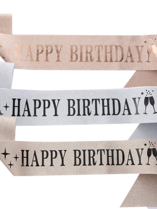 สายสะพาย วันเกิด พร็อพ ปาร์ตี้ กลิตเตอร์ ตกแต่ง Sash HBD Happy Birthday ...