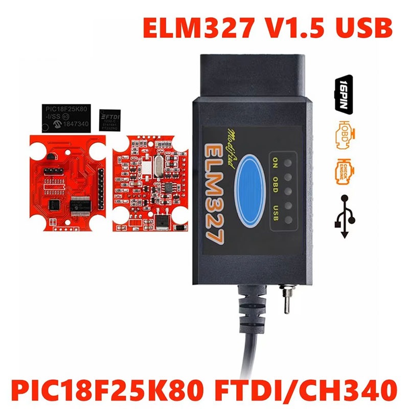 2024 ใหม่เครื่องสแกน OBD2 ELM327 V1.5 USB เครื่องมือวินิจฉัยรถยนต์ HS-CAN/MS-CAN ELM 327 สำหรับ ...