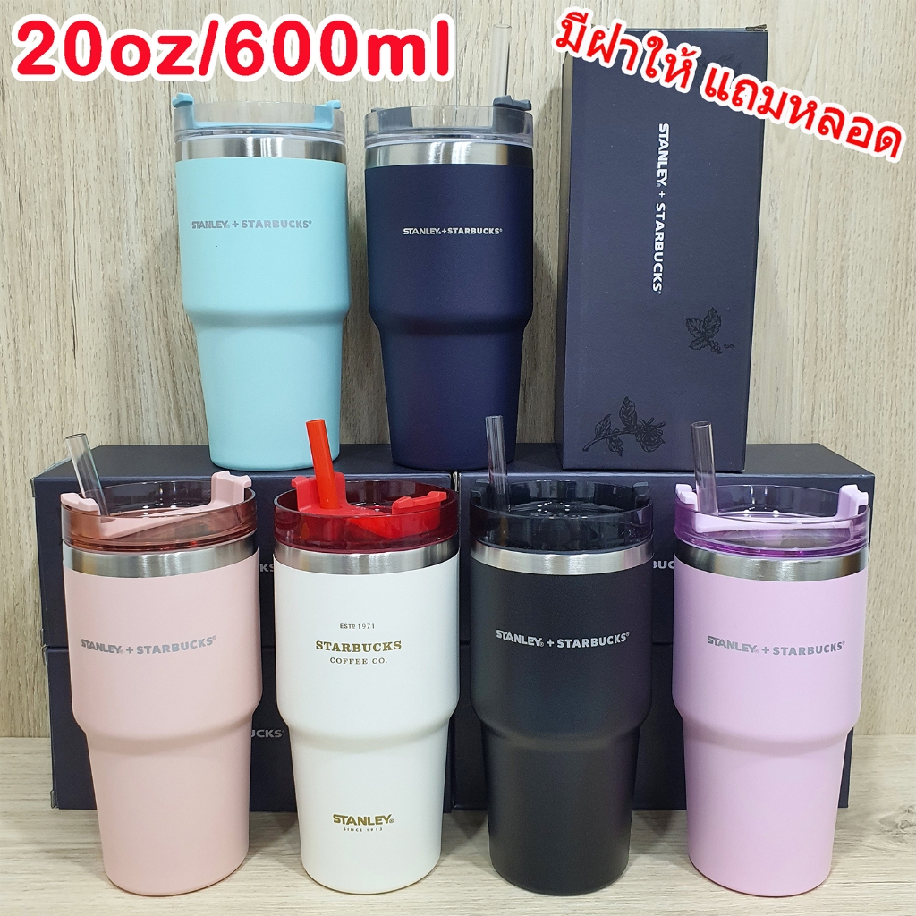 แก้วน้ำ กระติกน้ำ 20oz/600ml แถมหลอดพร้อมฝา สแตนเลส304 เก็บร้อน-เย็น แก้วStanley STARBUCKS 20ออน ...