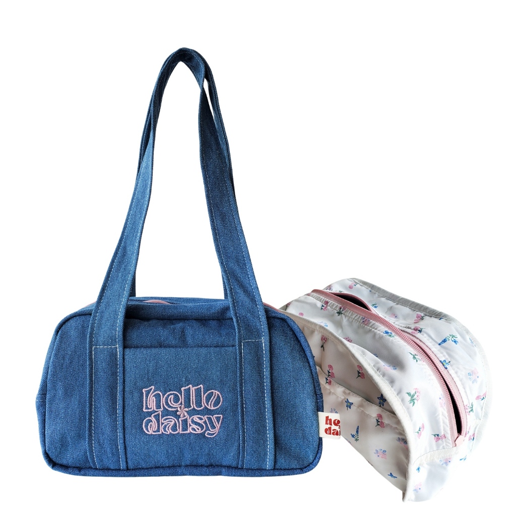 [พร้อมส่ง] Hello Daisy กระเป๋ายีนส์ปัก logo ซับในพิมพ์ลายแบรนด์ ยีนส์ ...