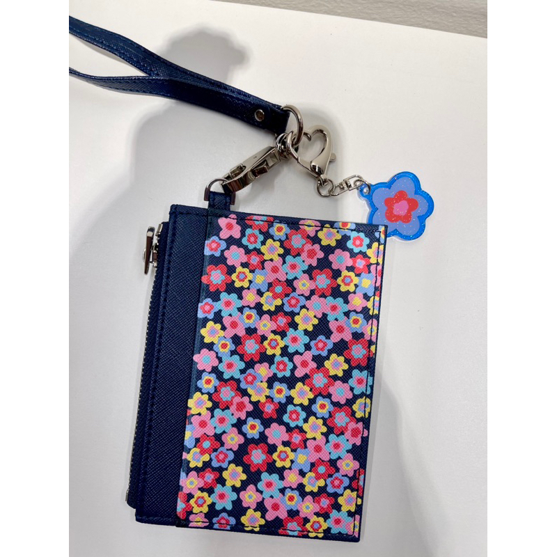 ZIP CARD WALLER -Flower พร้อมสายคล้องคอและพวงกุญแจดอกไม้ | Shopee Thailand