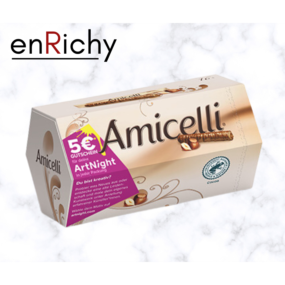 ขนม Amicelli wafer hazelnut chocolate เวเฟอร์กรอบเคลือบช็อกโกแลต ไส้ ...