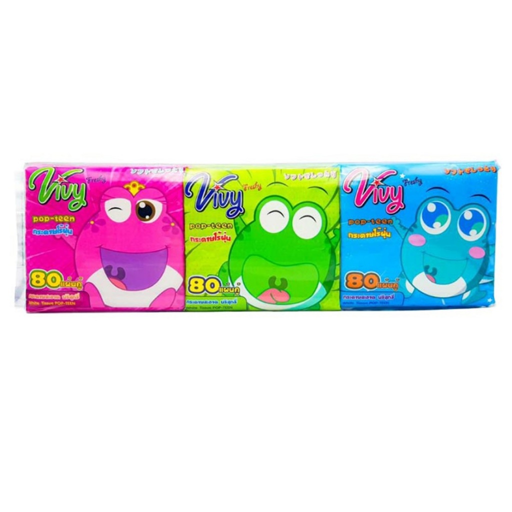 VIVY Tissue กระดาษทิชชู่วีวี่ หนา 2 ชั้นไร้ฝุ่น Freshy Pop-teen 80 แผ่น ...